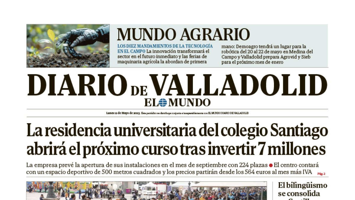 Portada de Diario de Valladolid del 12 de mayo de 2025