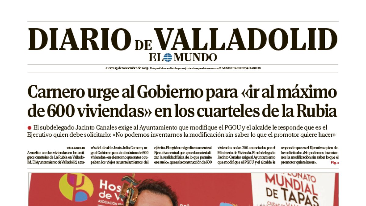 Portada de Diario de Valladolid del 13 de noviembre de 2025