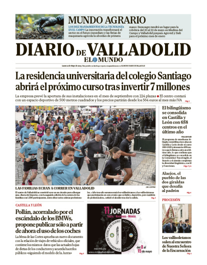 Portada de Diario de Valladolid del 12 de mayo de 2025